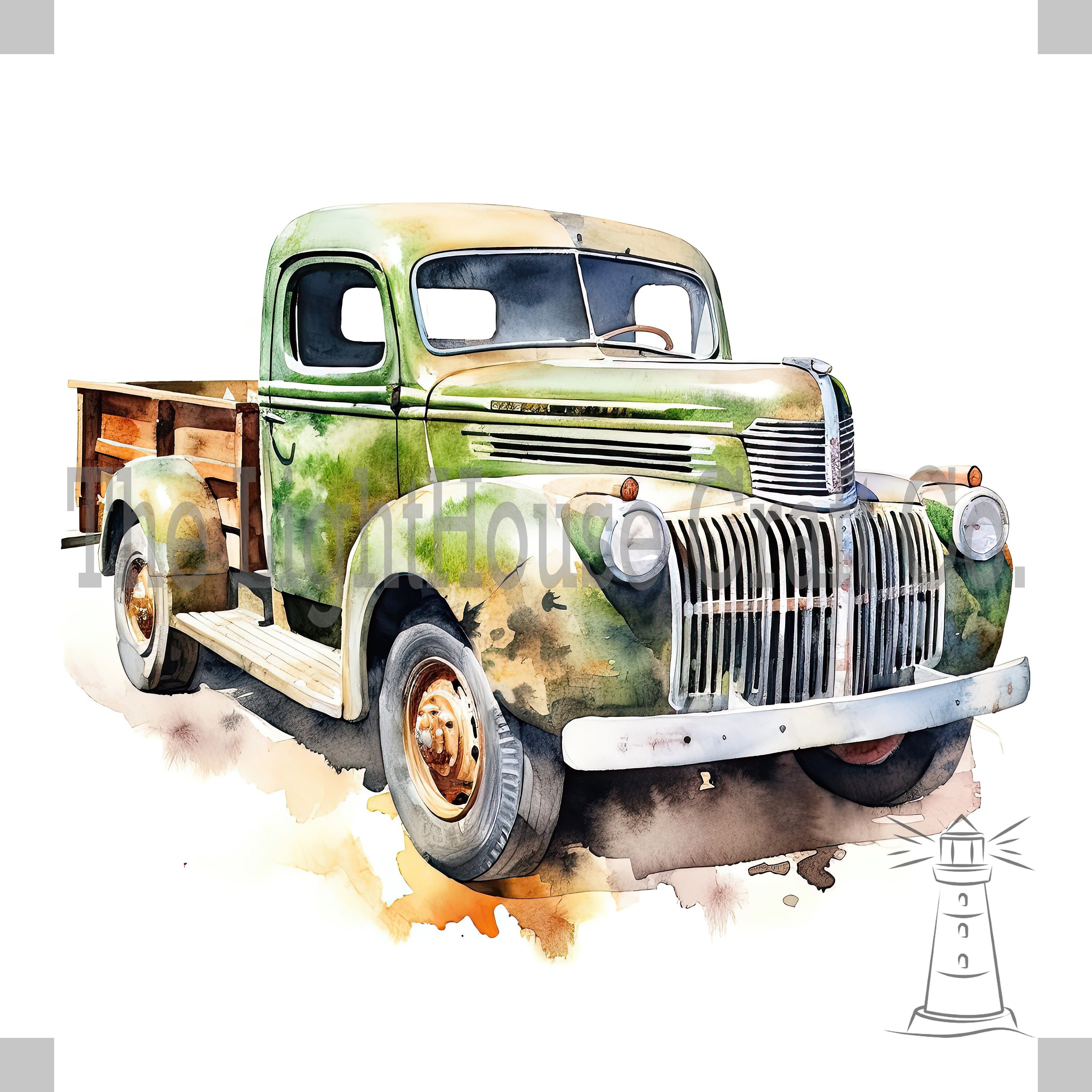 Vintage Pickup Trucks Clip Art 12 High Quality Jpgs - Digital Planner ...