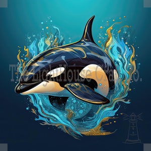 Orca Killer Whale Stylised Clip Art 12 High Quality Jpgs - Digital ...