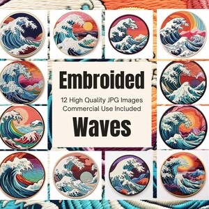 Embroidered Waves Clip Art 12 High Quality Jpgs - Digital Planner ...
