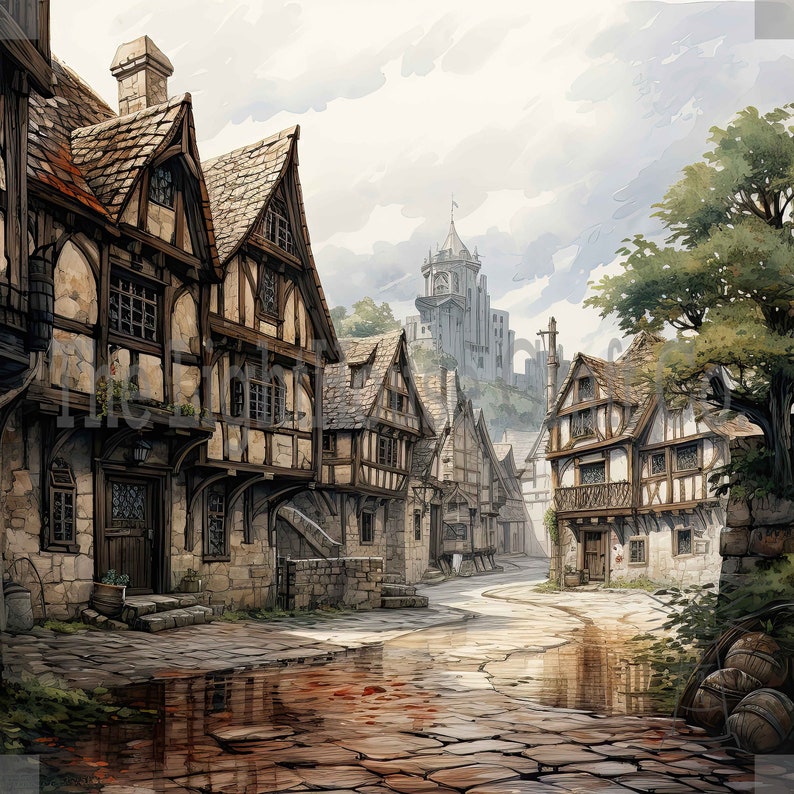 Medieval Village Clip Art 12 High Quality Jpgs - Digital Planner ...