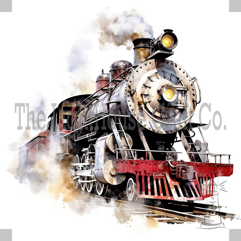 Steam Train Clip Art 12 High Quality Jpgs Digital Planner - Etsy