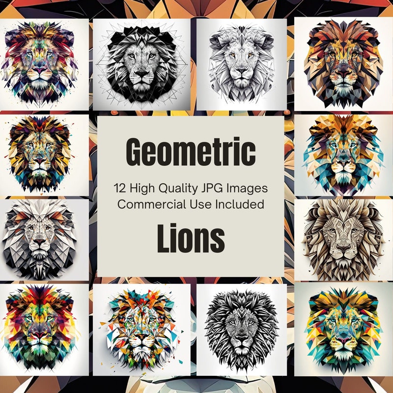 Geometric Lion - Etsy