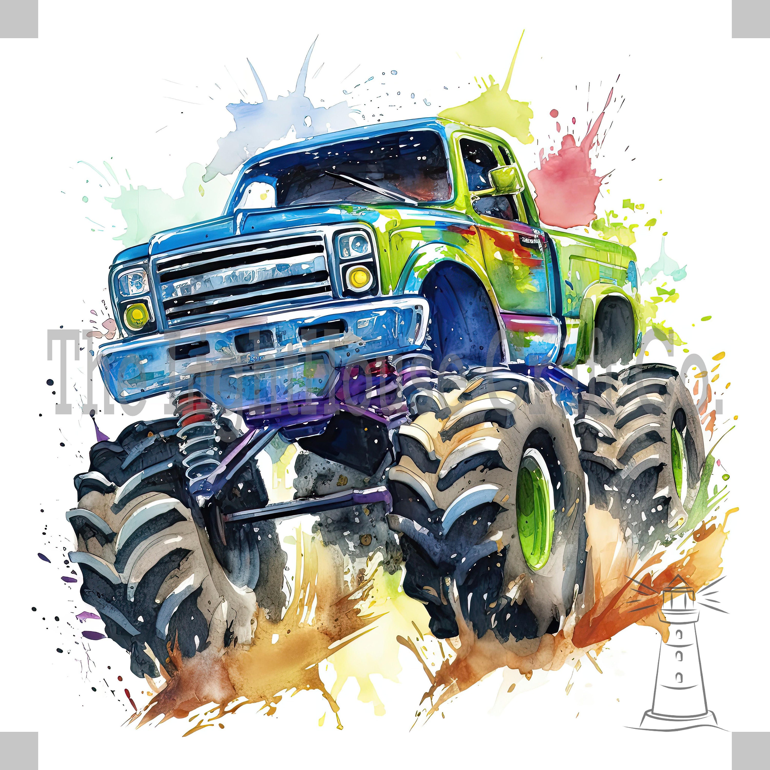 Monster Trucks Clip Art 12 High Quality Jpgs Digital - Etsy