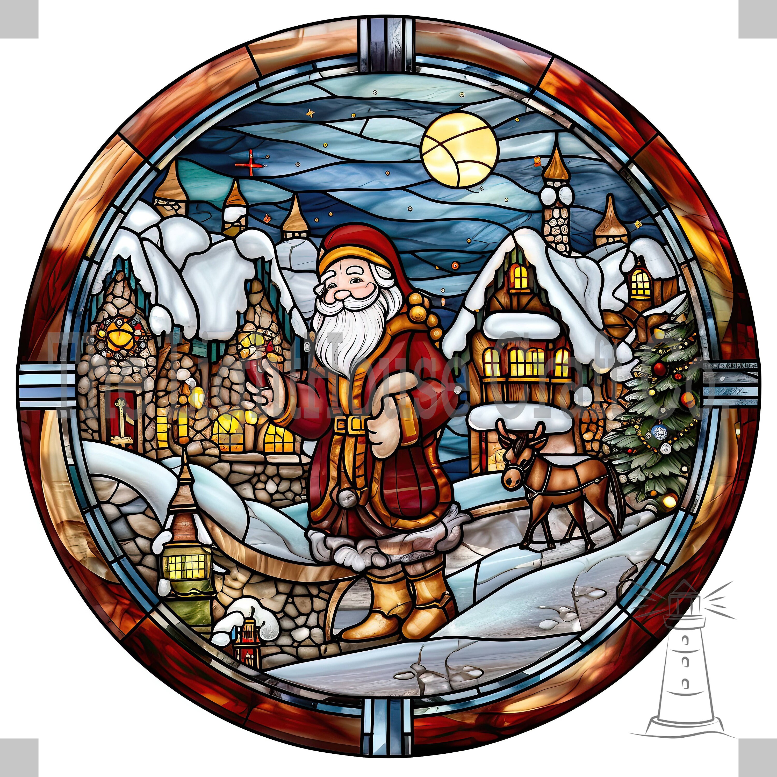 Stained Glass Christmas Clip Art 12 High Quality Jpgs - Digital Planner ...