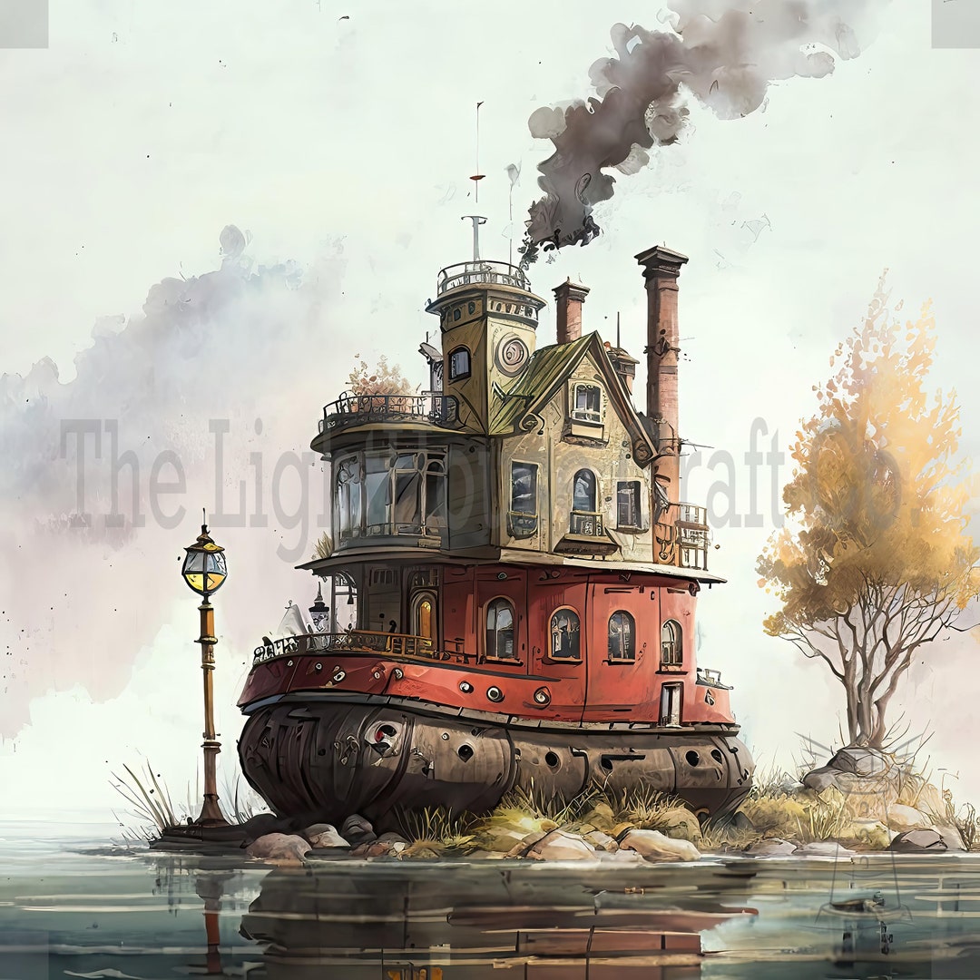 Steam Boat Houses Clip Art 12 High Quality Jpgs - Digital Planner ...