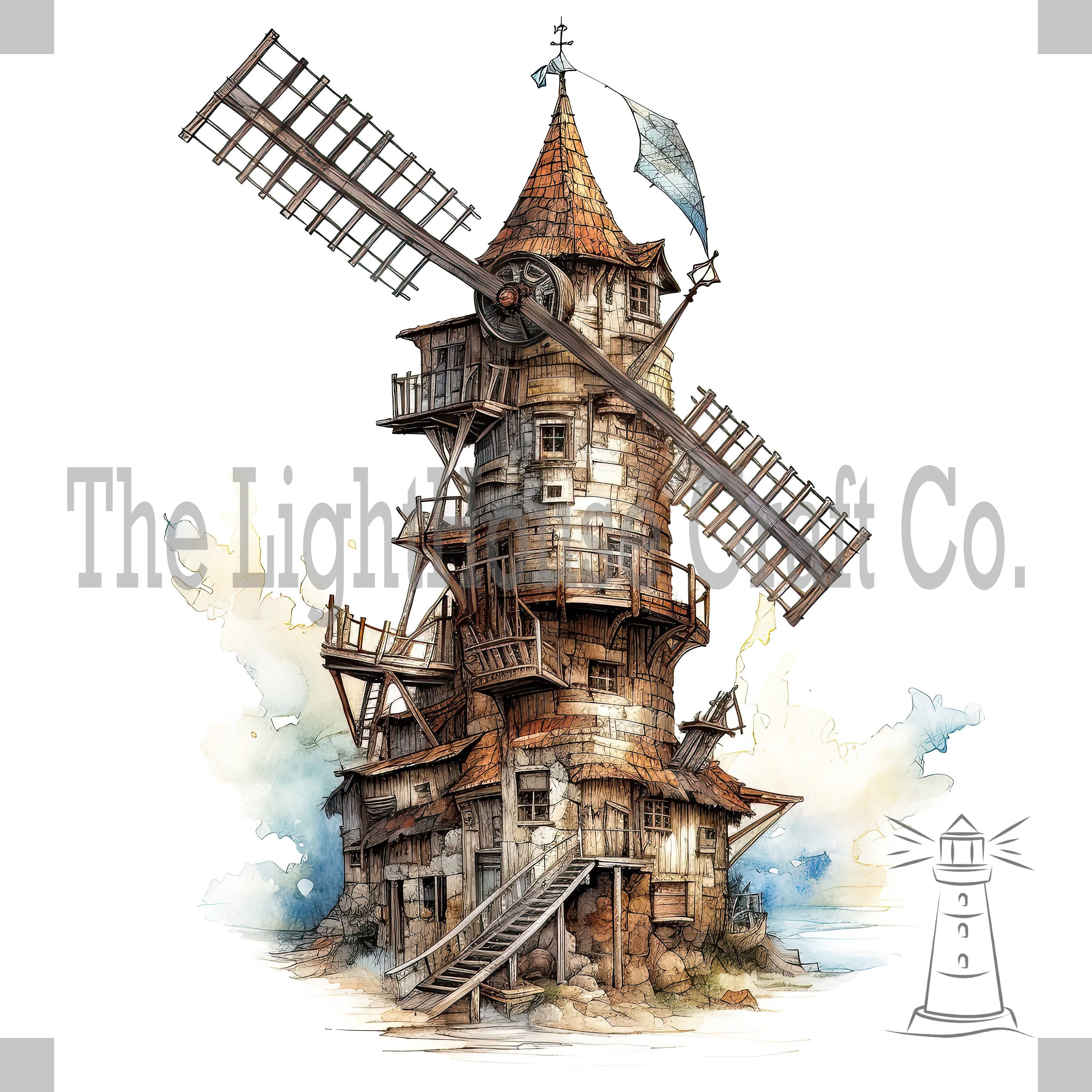 Medieval Windmill Drawing