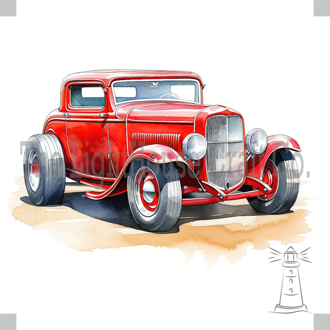 Classic Hot Rods Clip Art 12 High Quality Jpgs - Digital Planner ...
