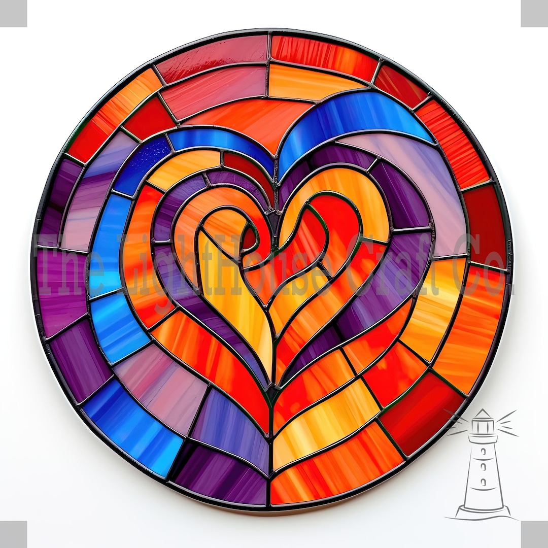 Stained Glass Love Hearts Clip Art 12 High Quality Jpgs - Digital ...