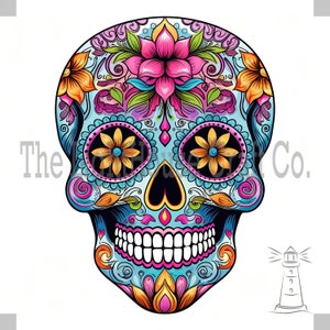 Floral Sugar Skull Clip Art 12 High Quality Jpgs - Digital Planner ...