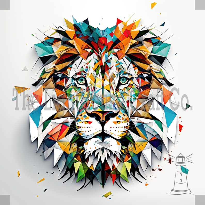Geometric Lion Clip Art 12 High Quality Jpgs Digital - Etsy