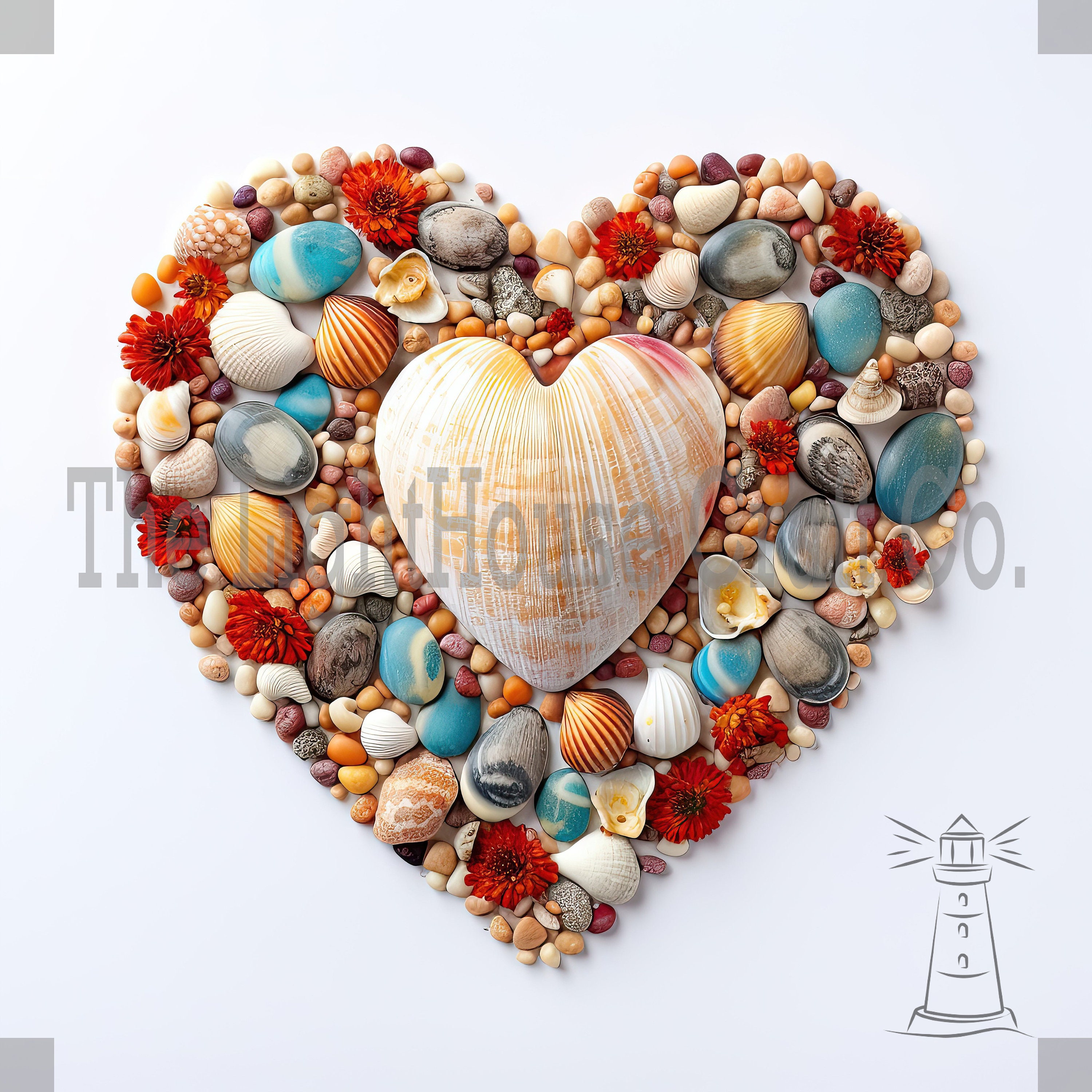 Seashell Love Hearts Clip Art 12 High Quality Jpgs Digital - Etsy