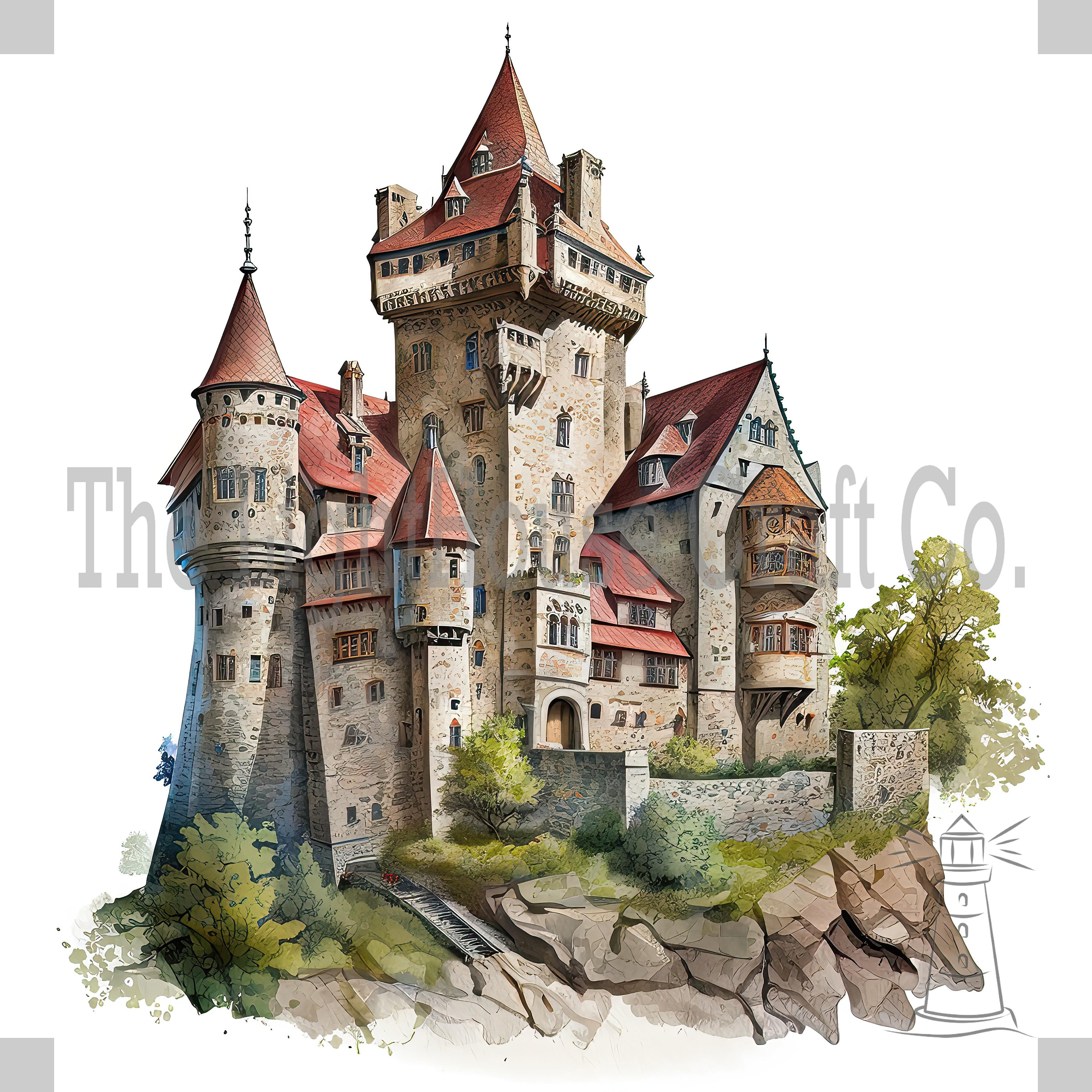 Medieval Castles Clip Art 12 High Quality Jpgs Digital - Etsy UK