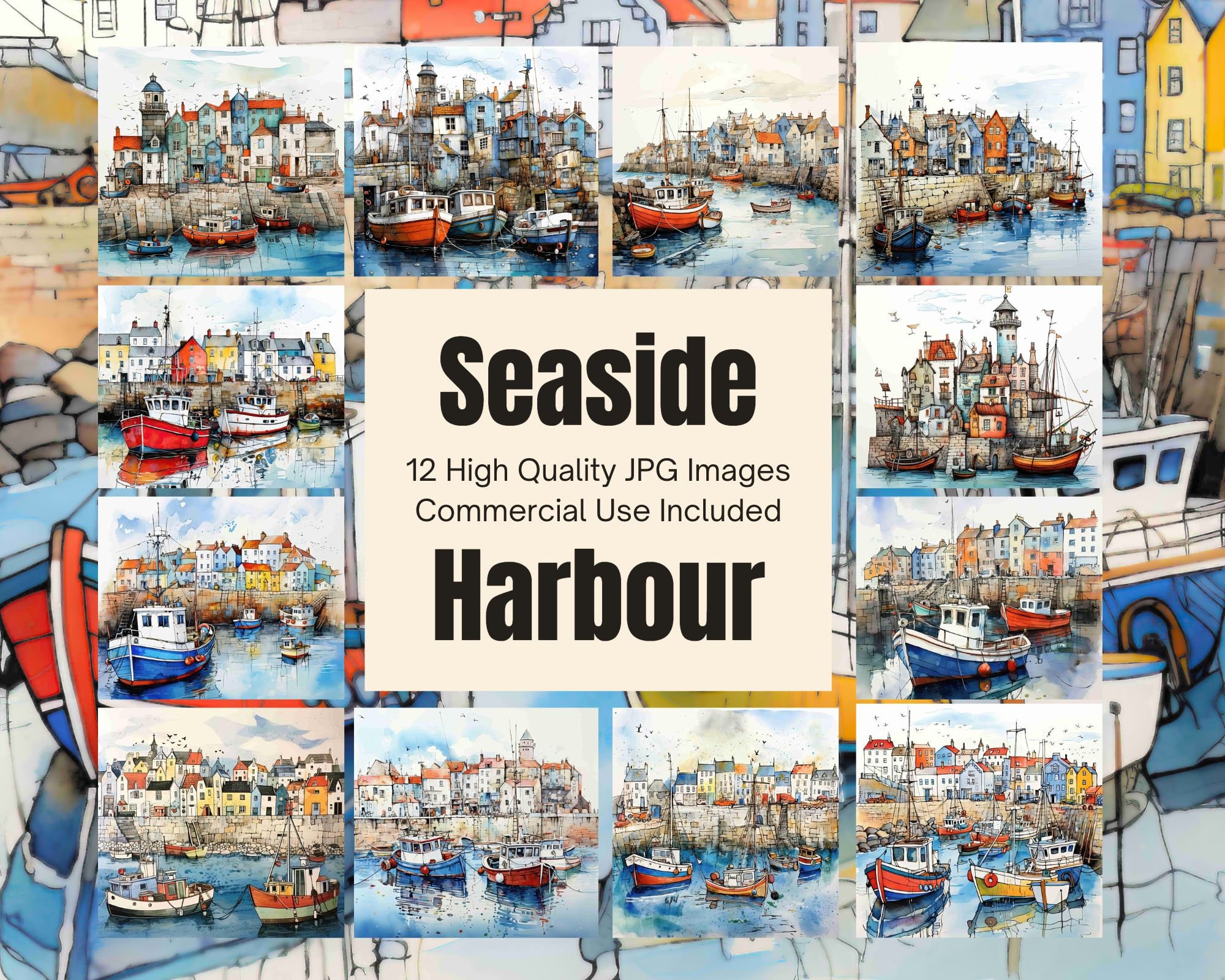 Seaside Harbour Clip Art 12 High Quality Jpgs - Digital Planner ...