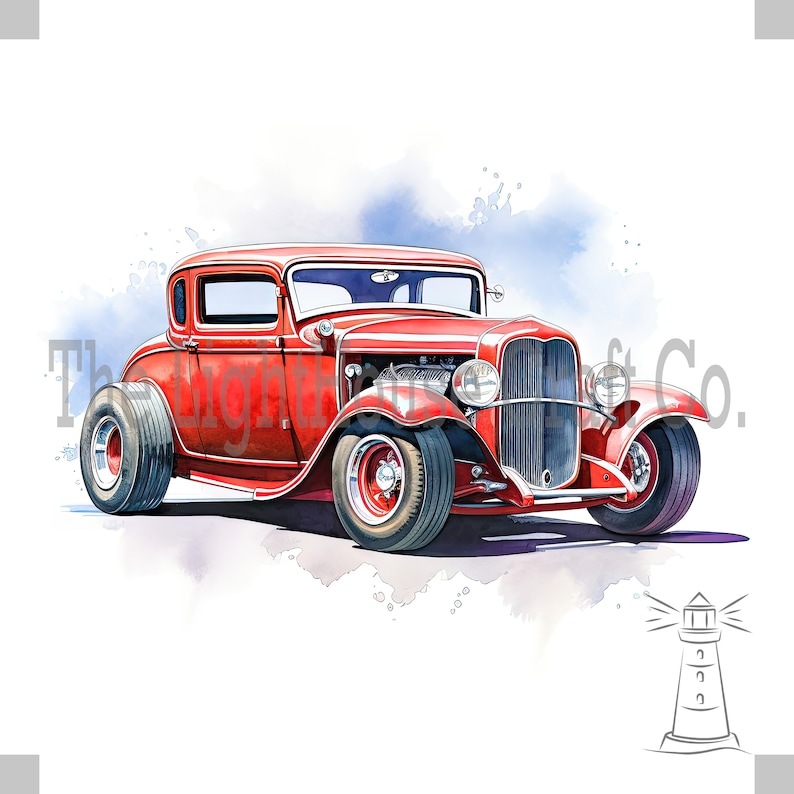 Classic Hot Rods Clip Art 12 High Quality Jpgs Digital - Etsy