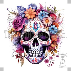 Flowery Skulls Clip Art 12 High Quality Jpgs - Digital Planner ...