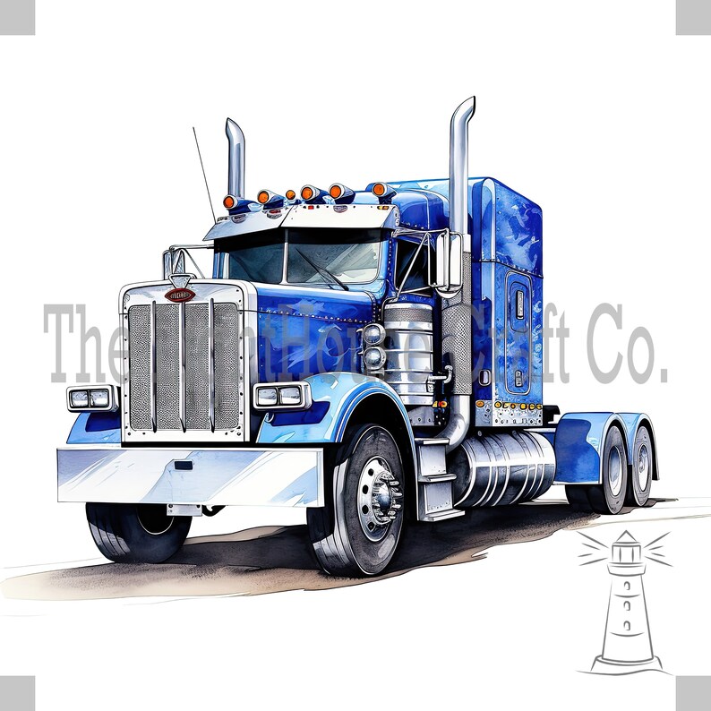 American Semi Truck Clip Art 12 High Quality Jpgs - Digital Planner ...