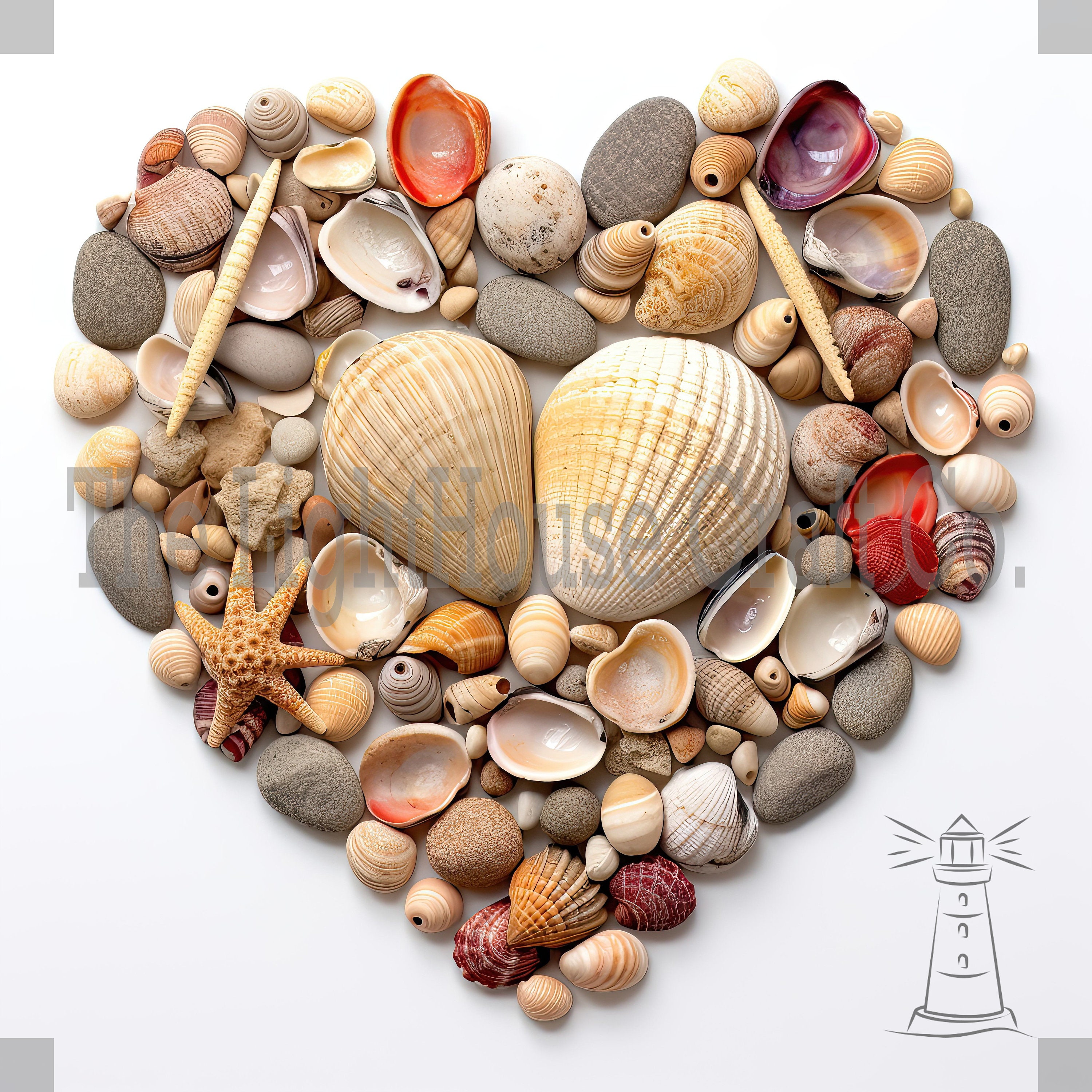 Seashell Love Hearts Clip Art 12 High Quality Jpgs Digital - Etsy