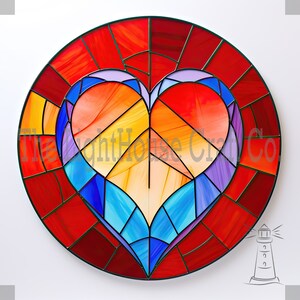 Stained Glass Love Hearts Clip Art 12 High Quality Jpgs - Digital ...