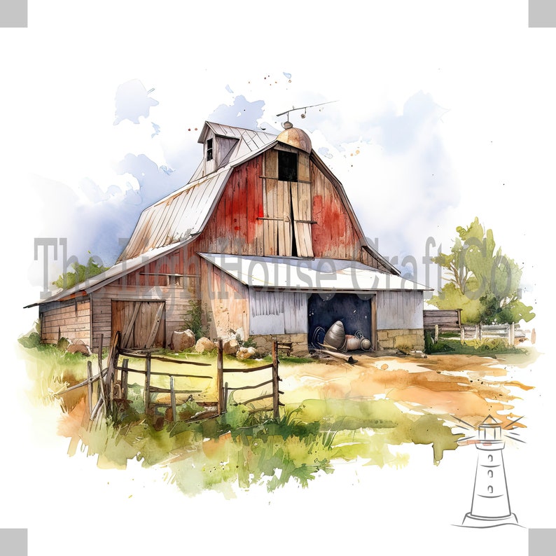 Farm Barns Clip Art 12 High Quality Jpgs Digital Planner - Etsy