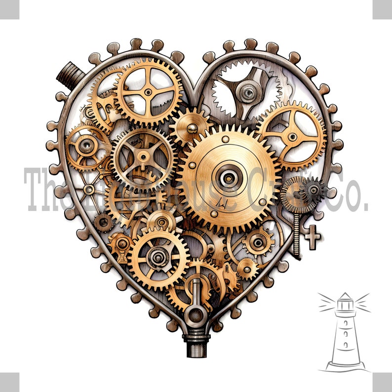 Steampunk Love Hearts Clip Art 12 High Quality Jpgs - Digital Planner ...