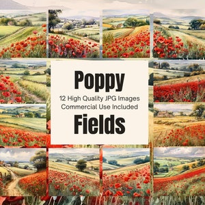 Poppy Fields Clip Art 12 High Quality Jpgs - Digital Planner ...