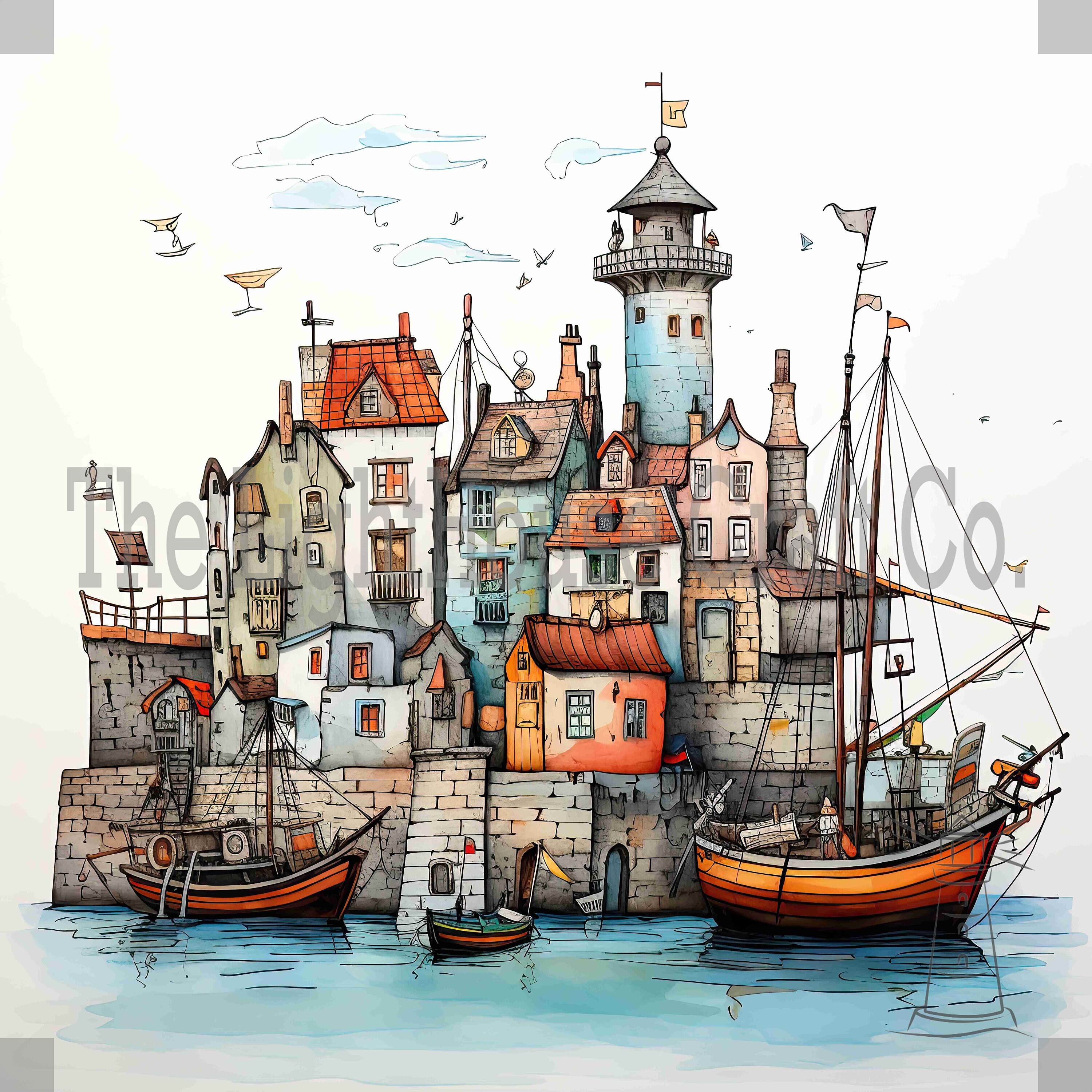 Seaside Harbour Clip Art 12 High Quality Jpgs - Digital Planner ...