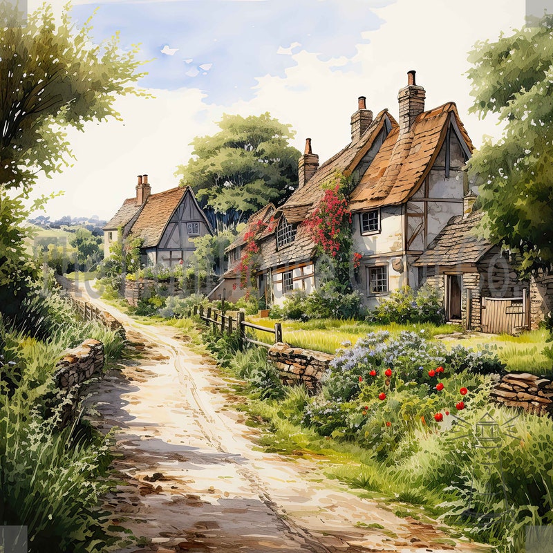 Countryside Drawing - Etsy UK