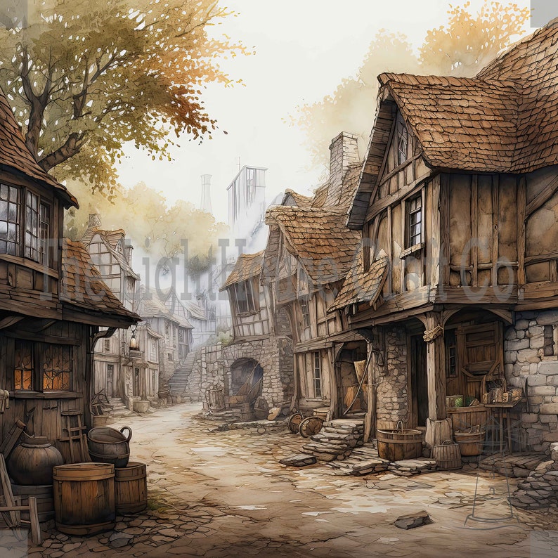 Medieval Village Clip Art 12 High Quality Jpgs - Digital Planner ...
