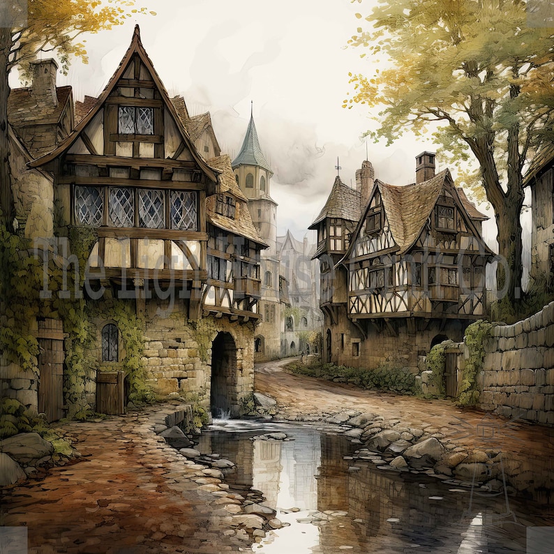 Medieval Village Clip Art 12 High Quality Jpgs - Digital Planner ...
