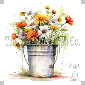 Floral Buckets Clip Art 12 High Quality Jpgs - Digital Planner ...