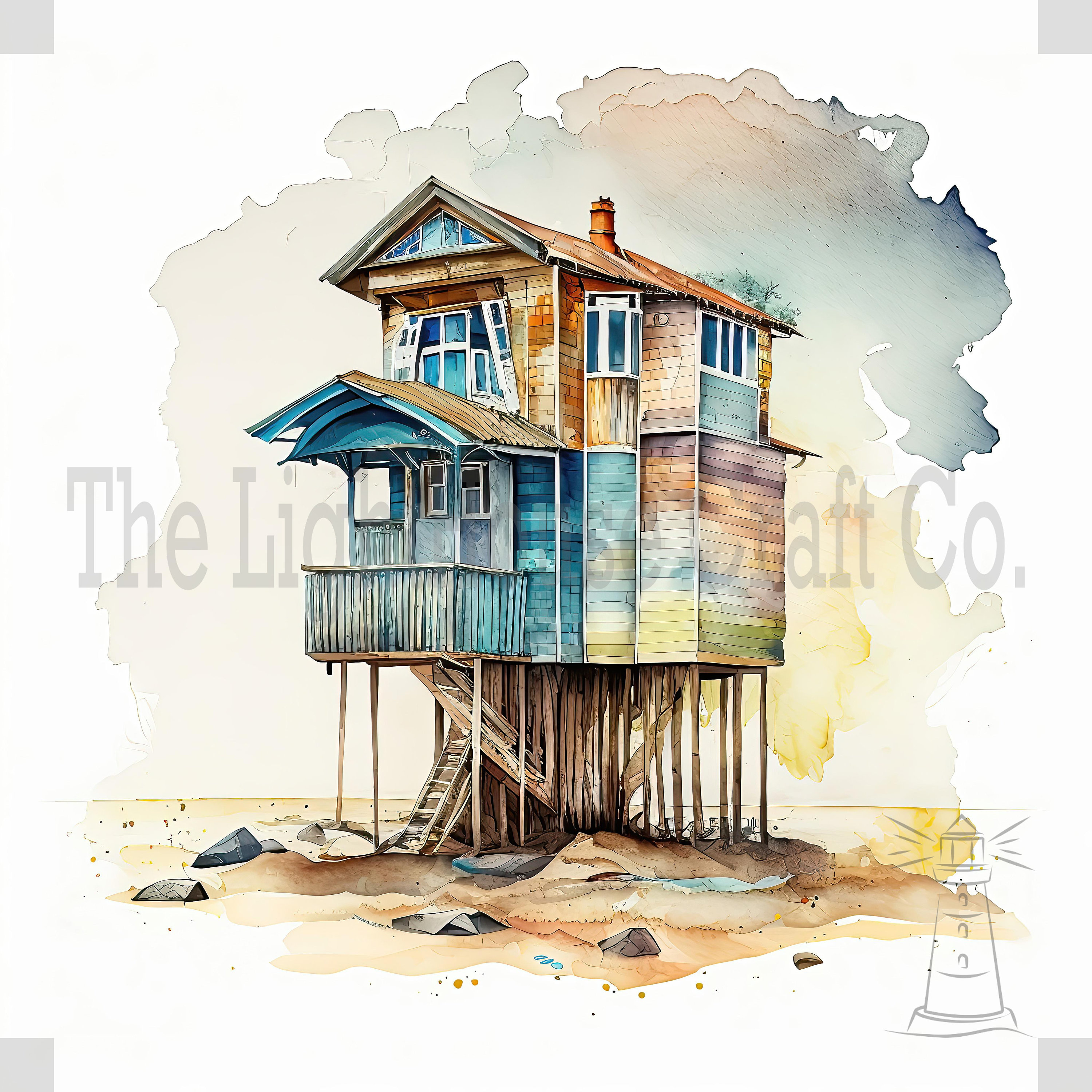 Beach Huts Clip Art 12 High Quality Jpgs Digital Planner - Etsy