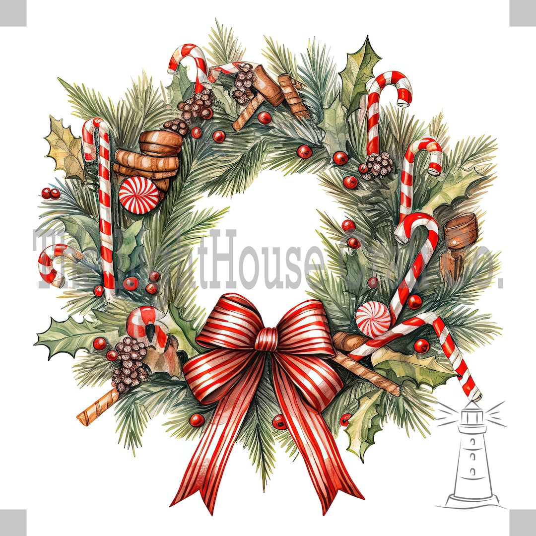 Christmas Wreath Clip Art 12 High Quality Jpgs - Digital Planner ...