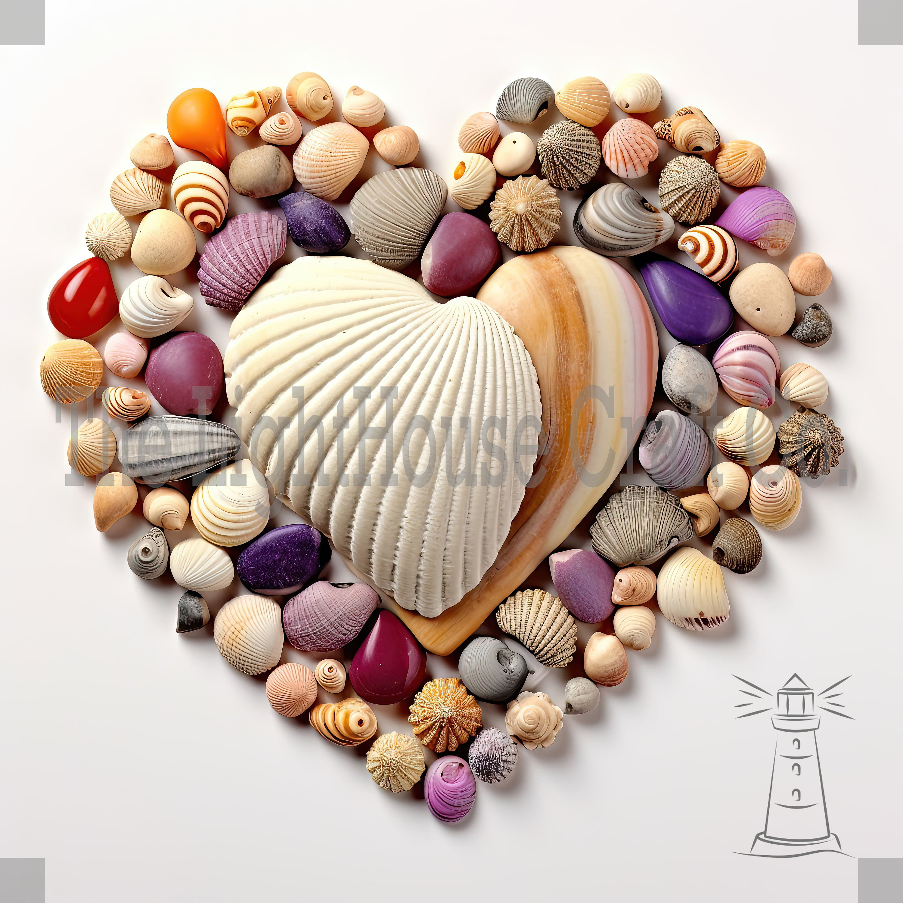 Seashell Love Hearts Clip Art 12 High Quality Jpgs Digital - Etsy