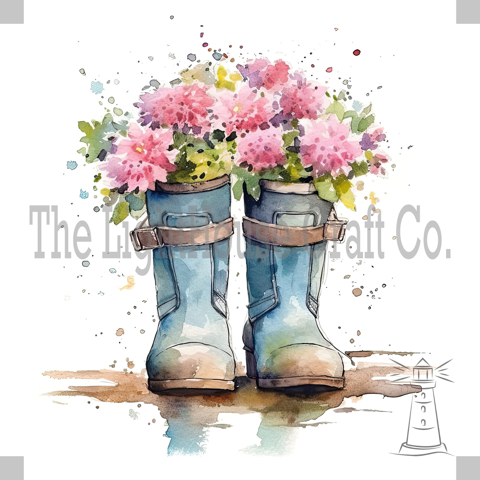 Floral Wellies Clip Art 12 High Quality Jpgs Digital Planner ...