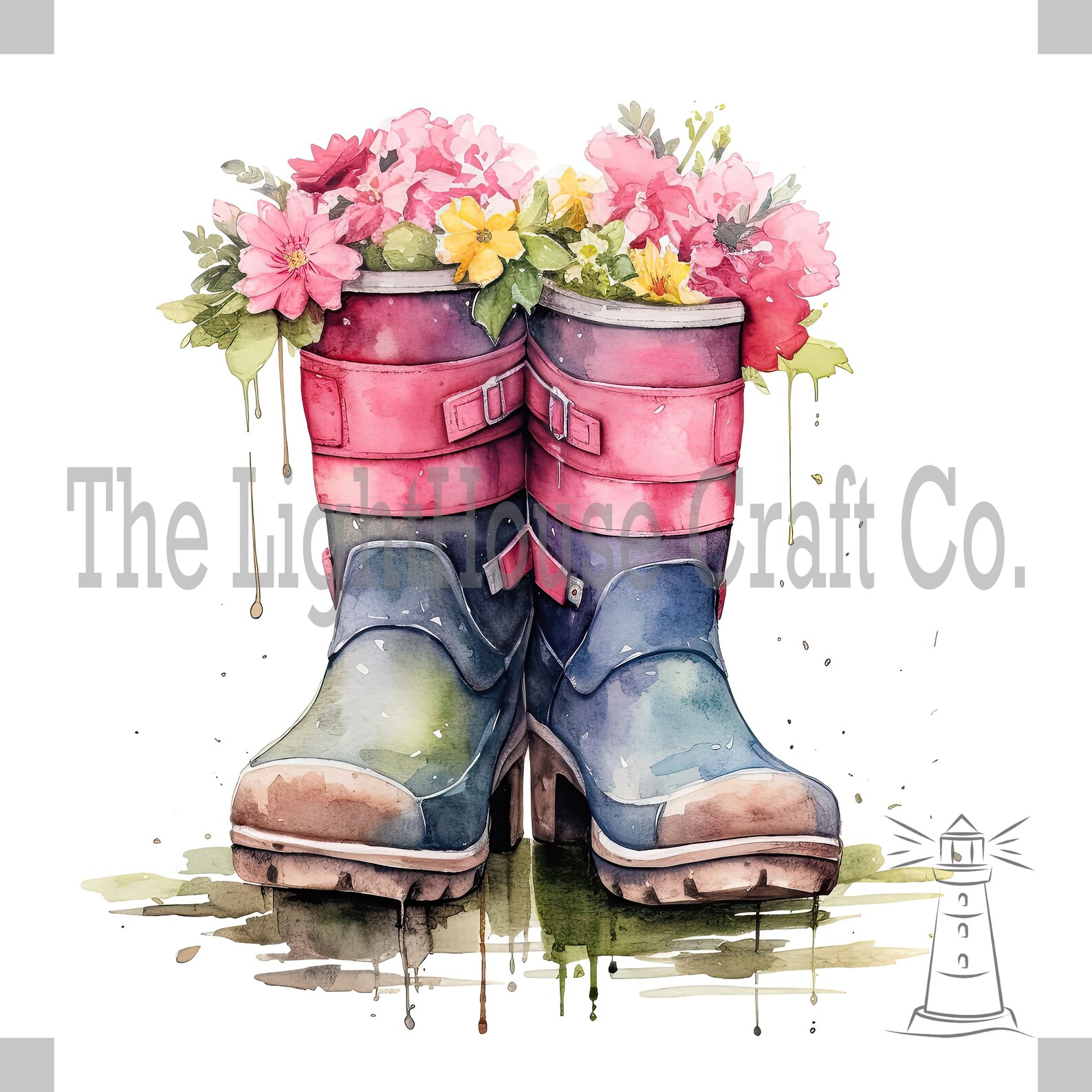 Floral Wellies Clip Art 12 High Quality Jpgs Digital Planner ...