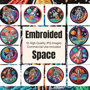 Embroidered Space Clip Art 12 High Quality Jpgs - Digital Planner ...