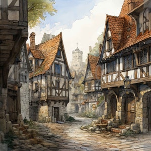 Medieval Village Clip Art 12 High Quality Jpgs - Digital Planner ...