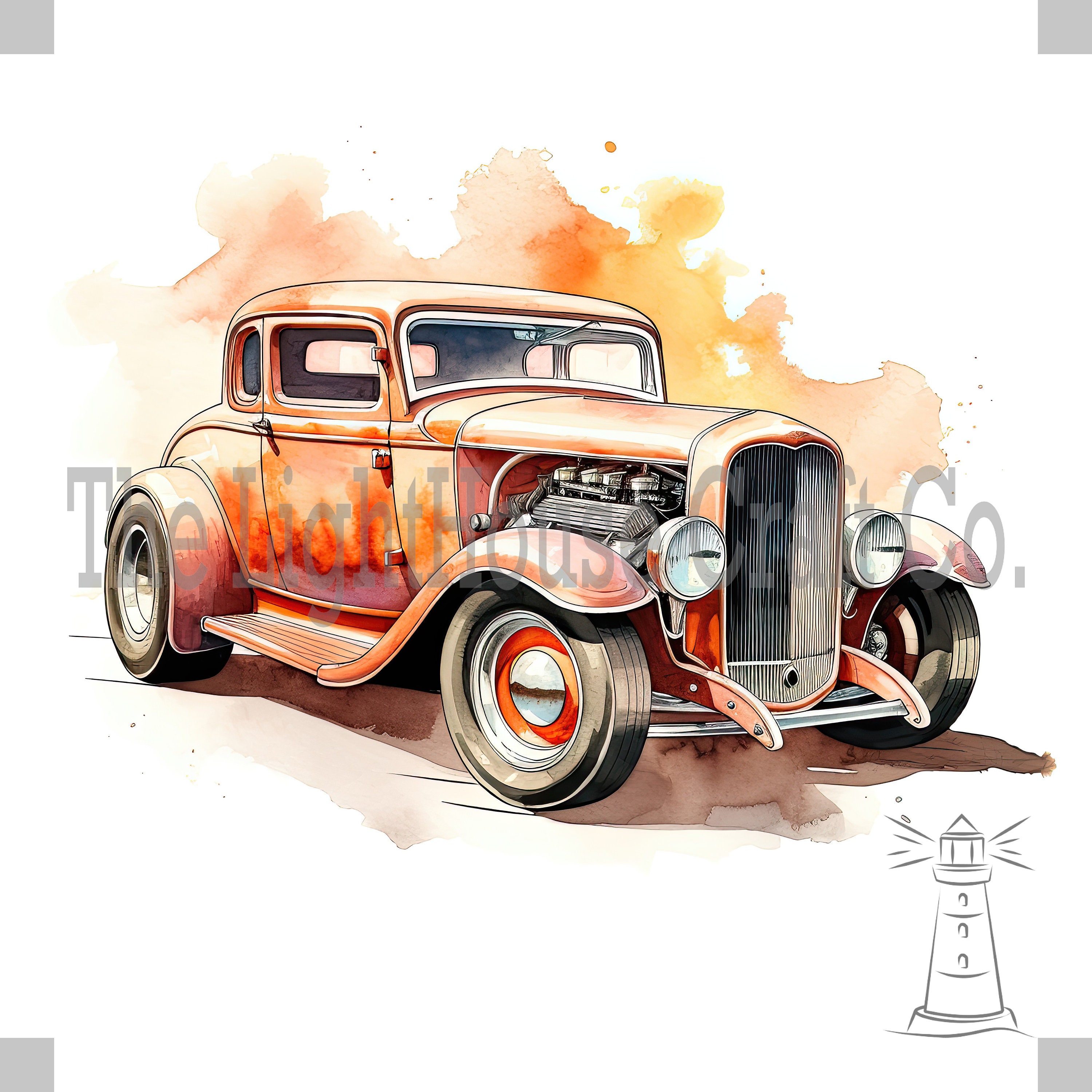 Classic Hot Rods Clip Art 12 High Quality Jpgs Digital - Etsy