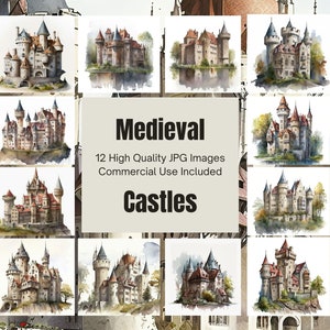 Medieval Castles Clip Art 12 High Quality Jpgs - Digital Planner ...