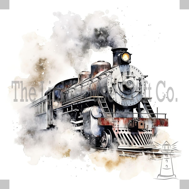 Steam Train Clip Art 12 High Quality Jpgs Digital Planner - Etsy