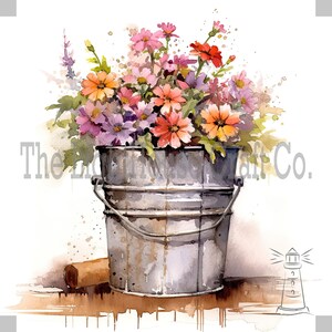 Floral Buckets Clip Art 12 High Quality Jpgs - Digital Planner ...
