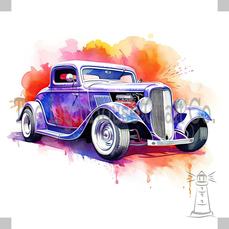 Classic Hot Rods Clip Art 12 High Quality Jpgs Digital - Etsy
