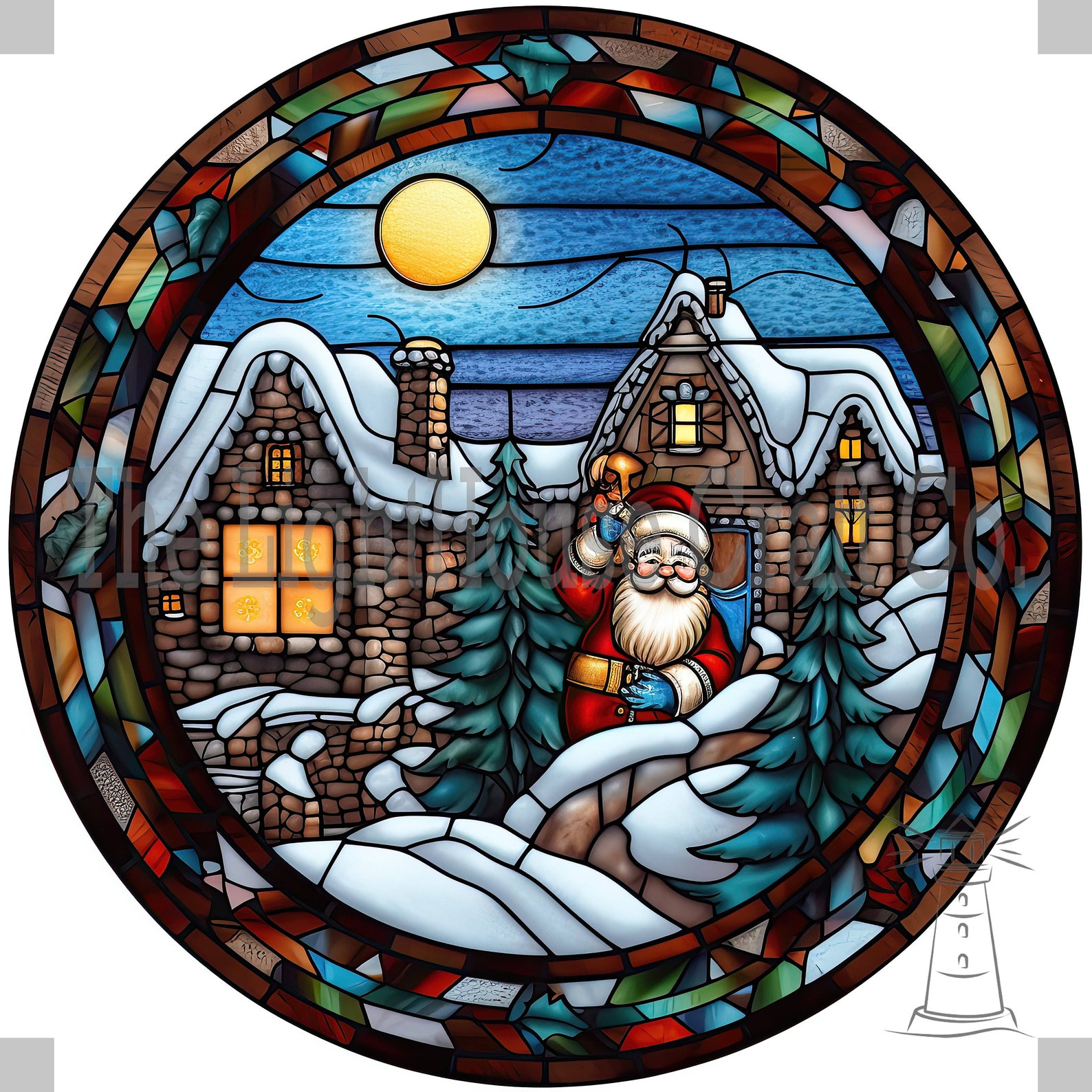 Stained Glass Christmas Clip Art 12 High Quality Jpgs - Digital Planner ...
