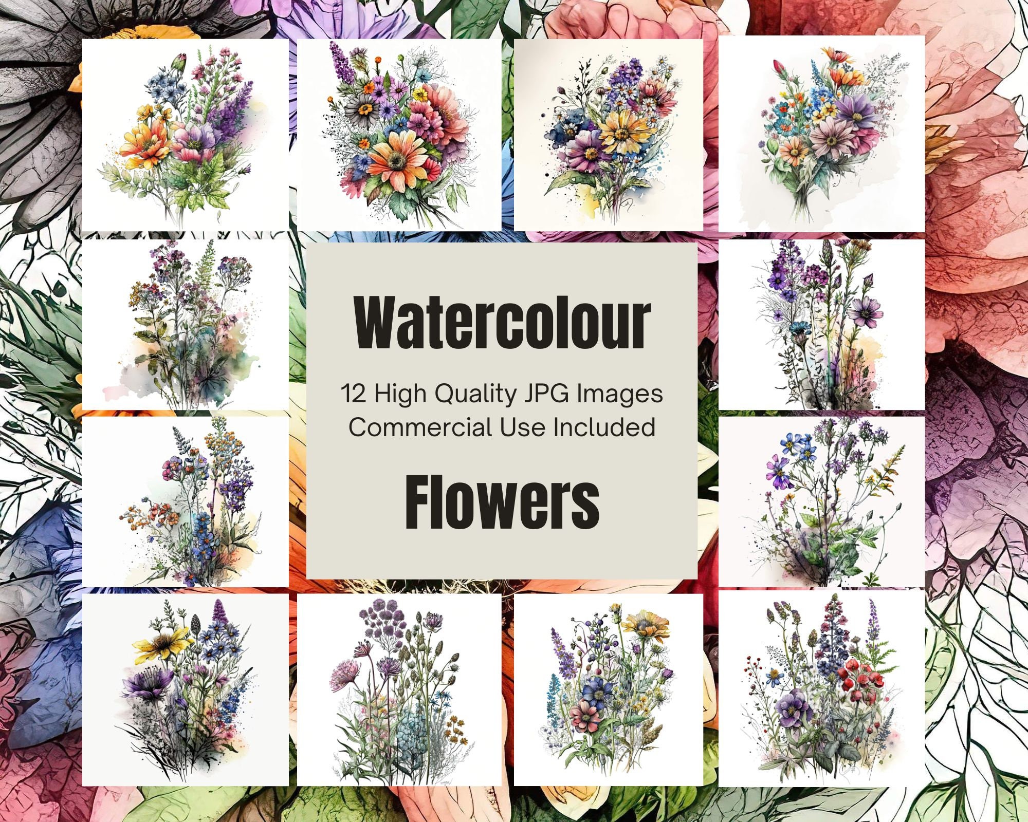 Flower Bunch Clip Art 12 High Quality Jpgs Digital Planner - Etsy
