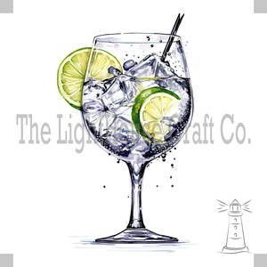 Gin & Tonic Clip Art 12 High Quality Jpgs - Digital Planner, Journaling ...