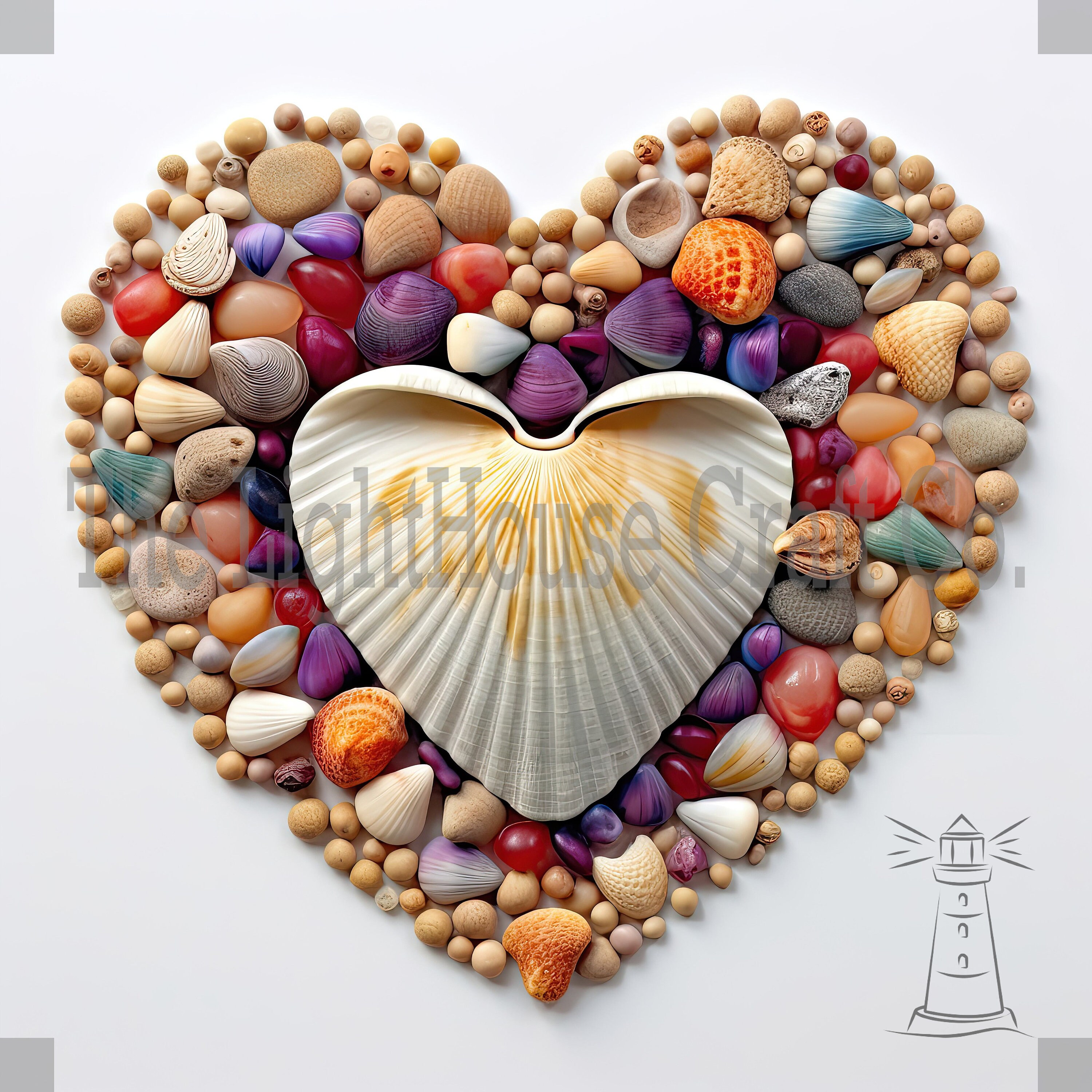 Seashell Love Hearts Clip Art 12 High Quality Jpgs Digital - Etsy