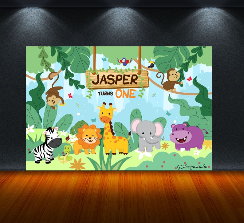 Safari Animals Birthday Backdrop Banner, Safari Theme Party, Safari ...