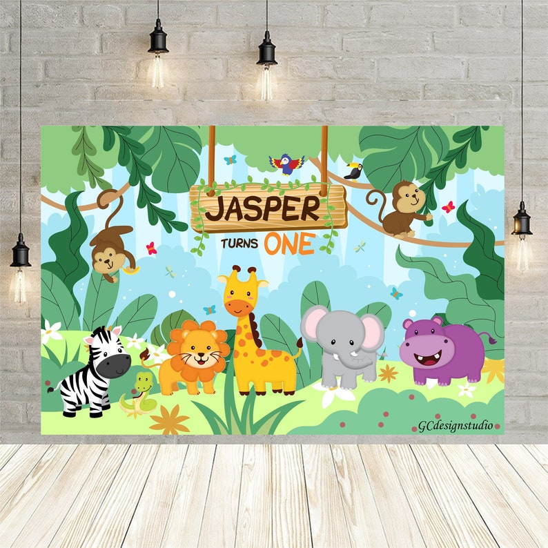 Safari Animals Birthday Backdrop Banner, Safari Theme Party, Safari ...