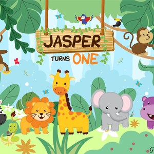 Safari Animals Birthday Backdrop Banner, Safari Theme Party, Safari ...