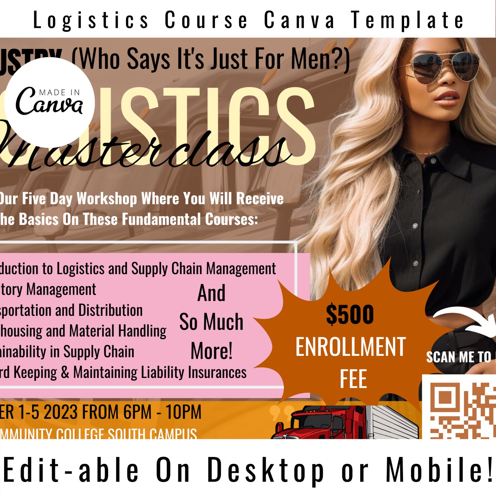 Logistics Digital Templates Business Canva Template, Truck Driver Canva ...